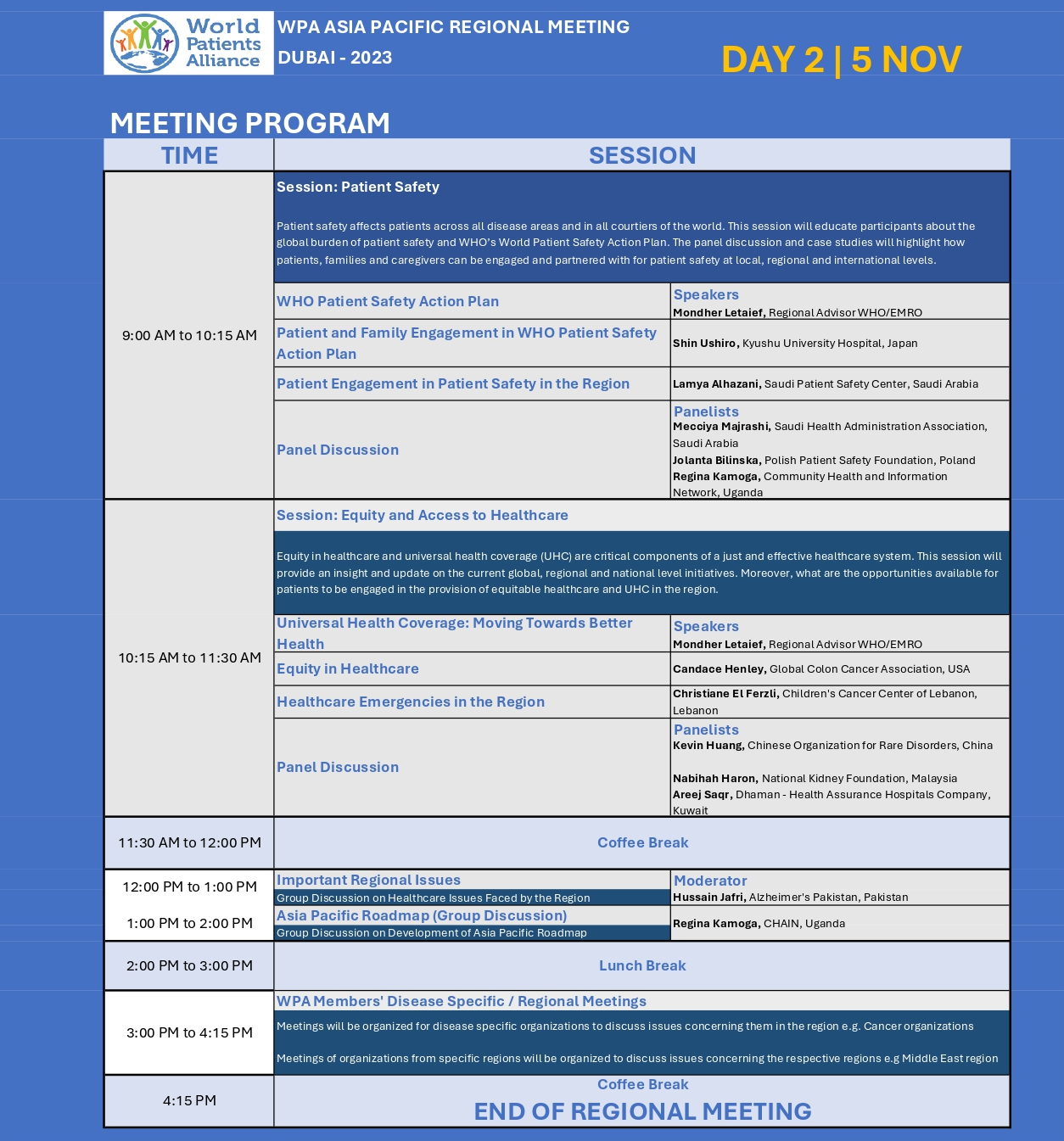 Meeting Program - World Patients Alliance