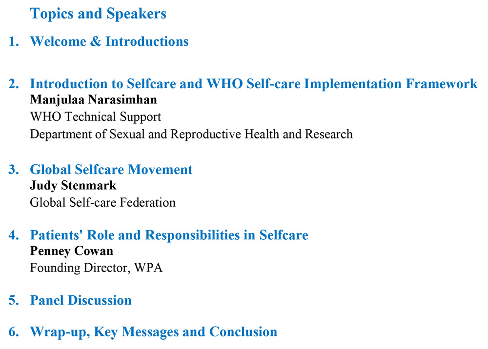 Self-care Webinar - World Patients Alliance